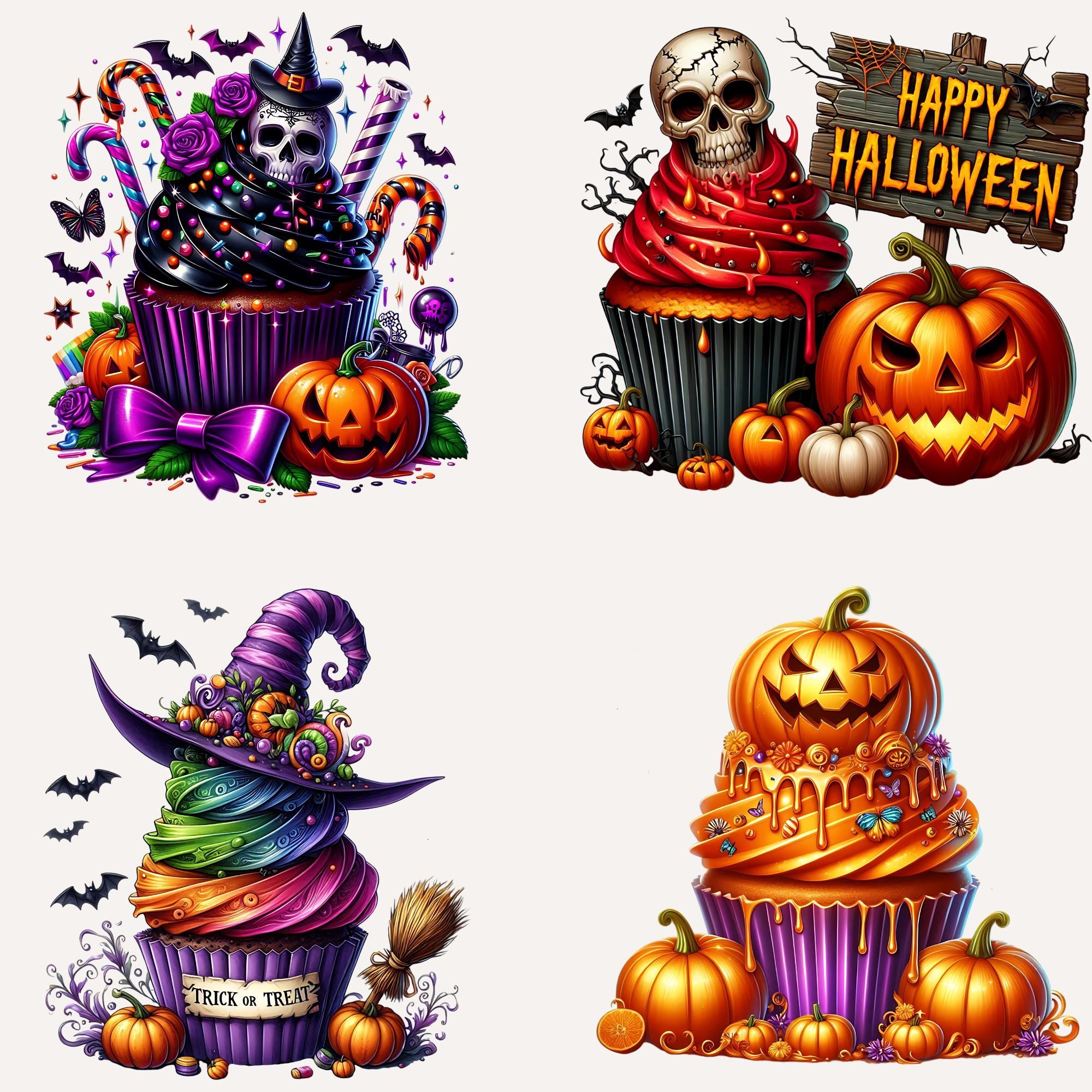 17 Halloween Cupcakes Clipart, Happy Halloween PNG, Sweet Spooky ...