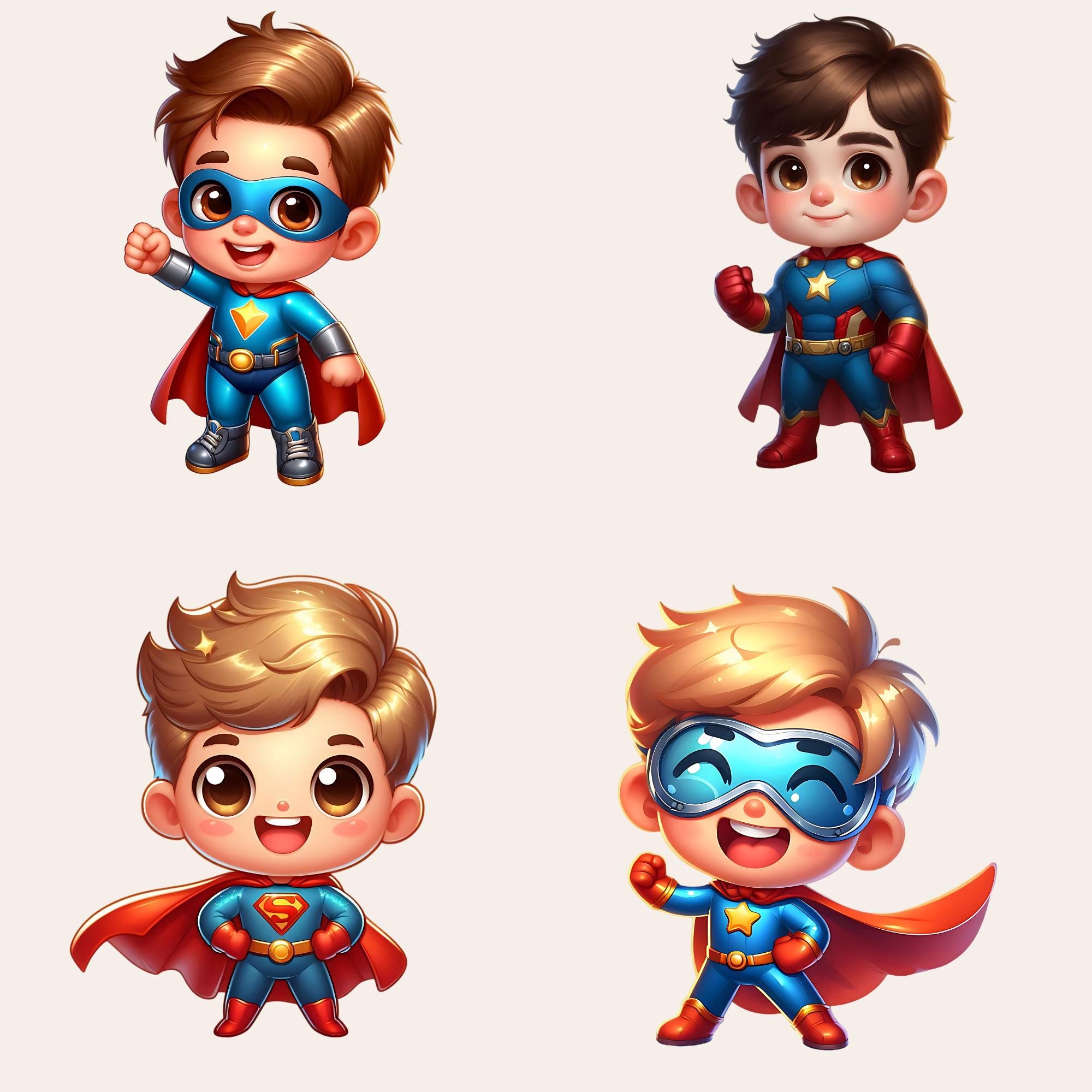 22 Superhero Clipart Bundle, Superhero Boys PNG, Cute Superhero Clipart ...