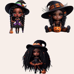 20 Halloween Chibi Girl Clipart, Chibi Clipart Bundle, Witch Chibi Girl ...