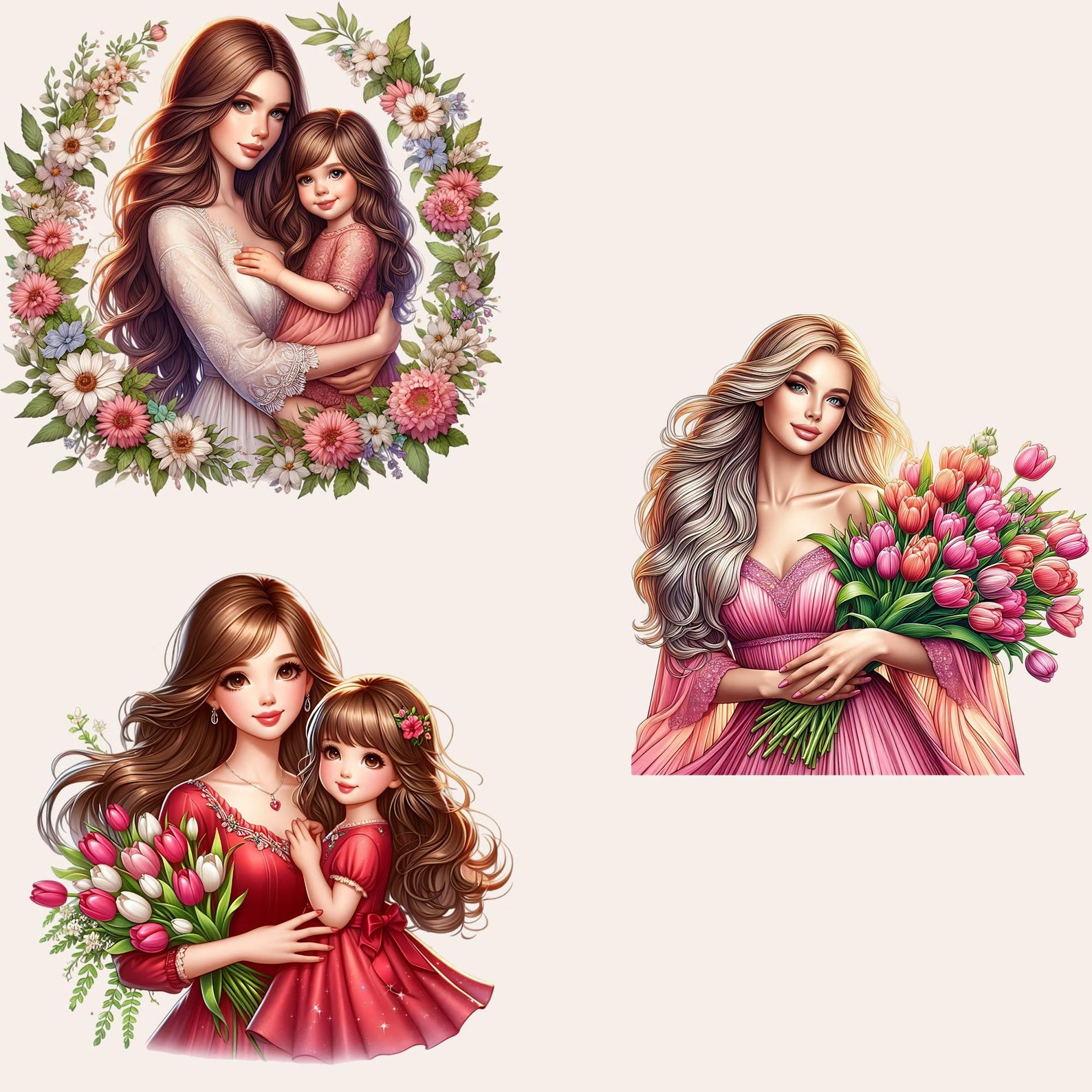 16 Mom and Daughter Clipart, Mom and Baby Clipart, Mother's Day Clipart ...