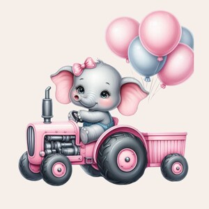 8 Pink Baby Elephant Clipart, Cute Elephant PNG Bundle, Nursery Clipart ...