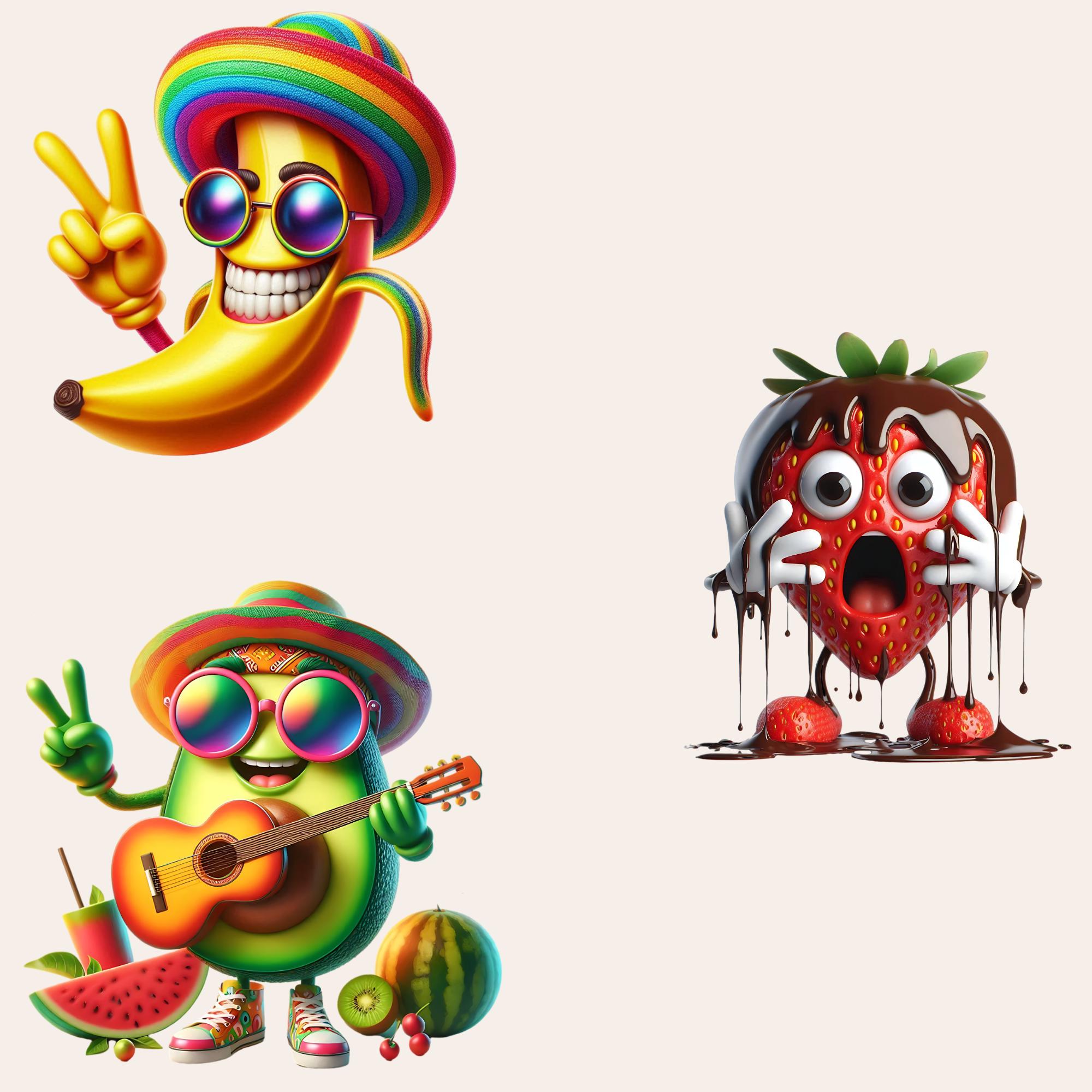 16 Funny Fruits Clipart, Summer Fruits Clipart, Summer Fruits Graphics ...