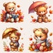 23 Fall Teddy Bear Clipart Bundle, Cute Teddy Bear PNG, Autumn Teddy ...