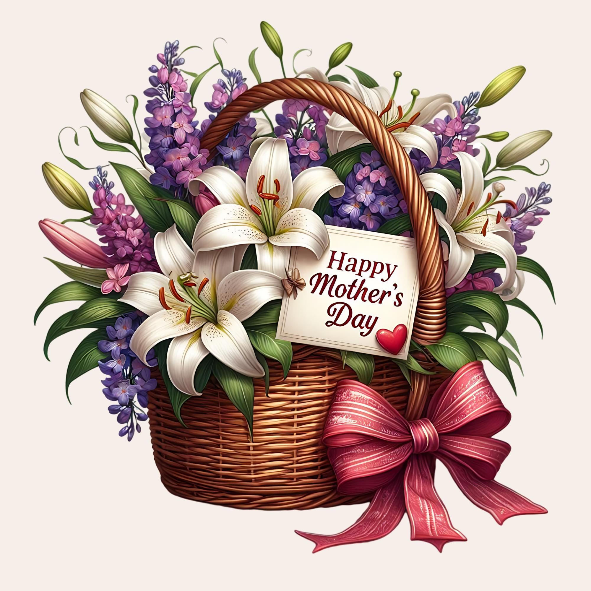23 Mother's Day Flower Basket Clipart, Floral Basket Clipart, Best Mom ...