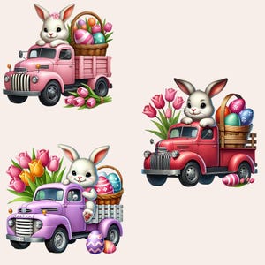 14 Easter Bunny Truck Clipart, Easter Bunny With Eggs Clipart, Easter ...