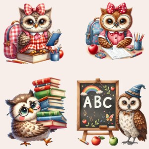 21 Back to School Owl Clipart, Cute School Owl Clipart, Educational Owl ...