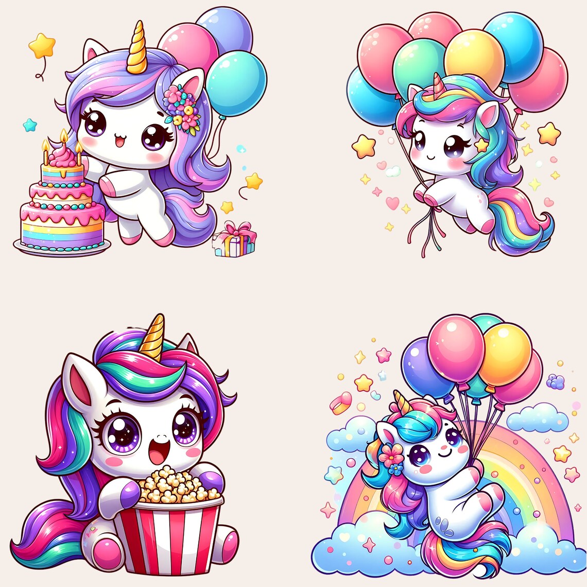 25 Kawaii Unicorn Clipart, Cute Kawaii Unicorn PNG, Baby Unicorn PNG ...