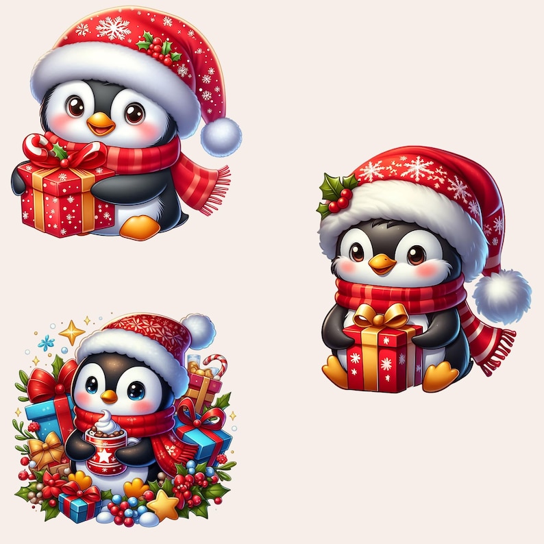 15 Christmas Penguin Clipart, Winter Penguin PNG, Xmas Penguin Clipart ...