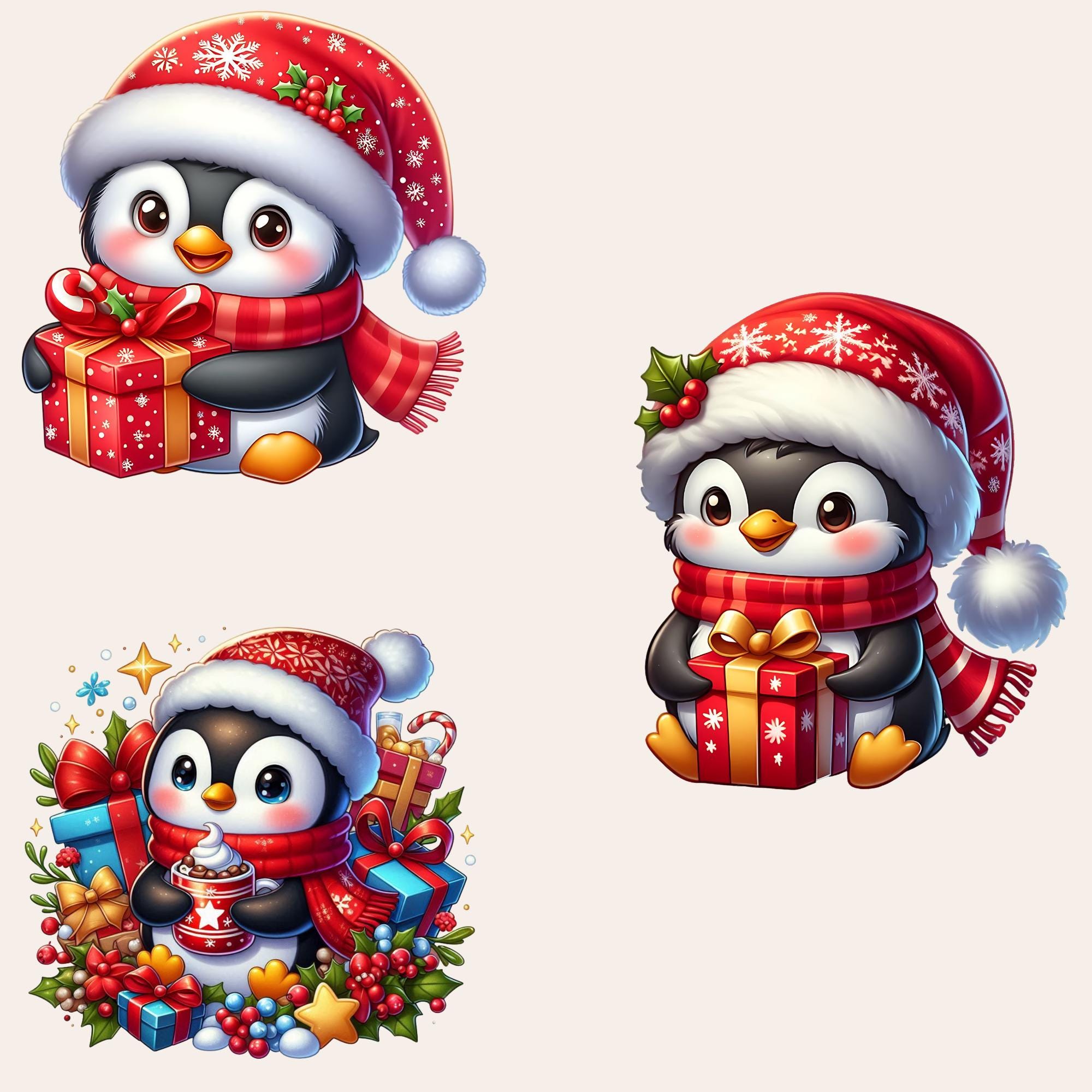 15 Christmas Penguin Clipart, Winter Penguin PNG, Xmas Penguin Clipart ...