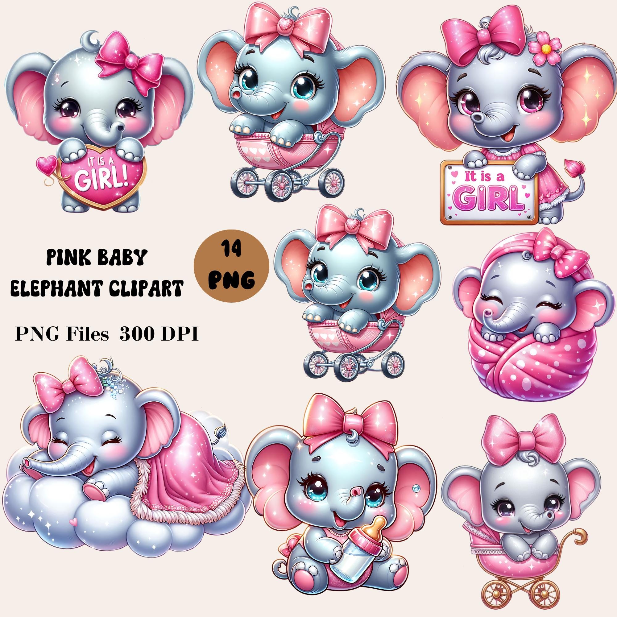 14 Pink Baby Elephant Clipart, Baby Elephant PNG, Elephant Girl Clipart ...