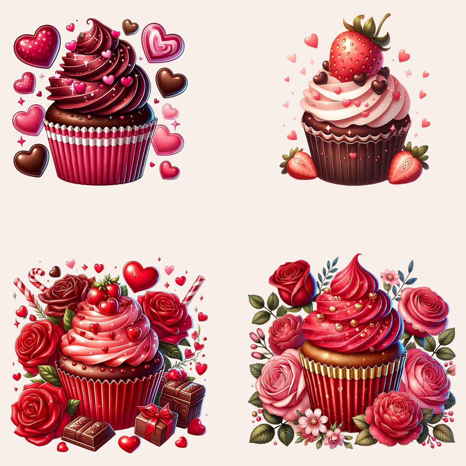 20 Valentines Cupcake Clipart, Valentine's Day Cupcake PNG, Valentine ...