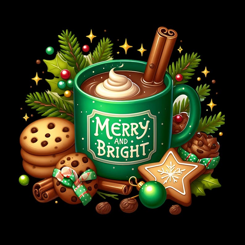14 Christmas Hot Chocolate Clipart, Hot Chocolate PNG Bundle, Christmas ...