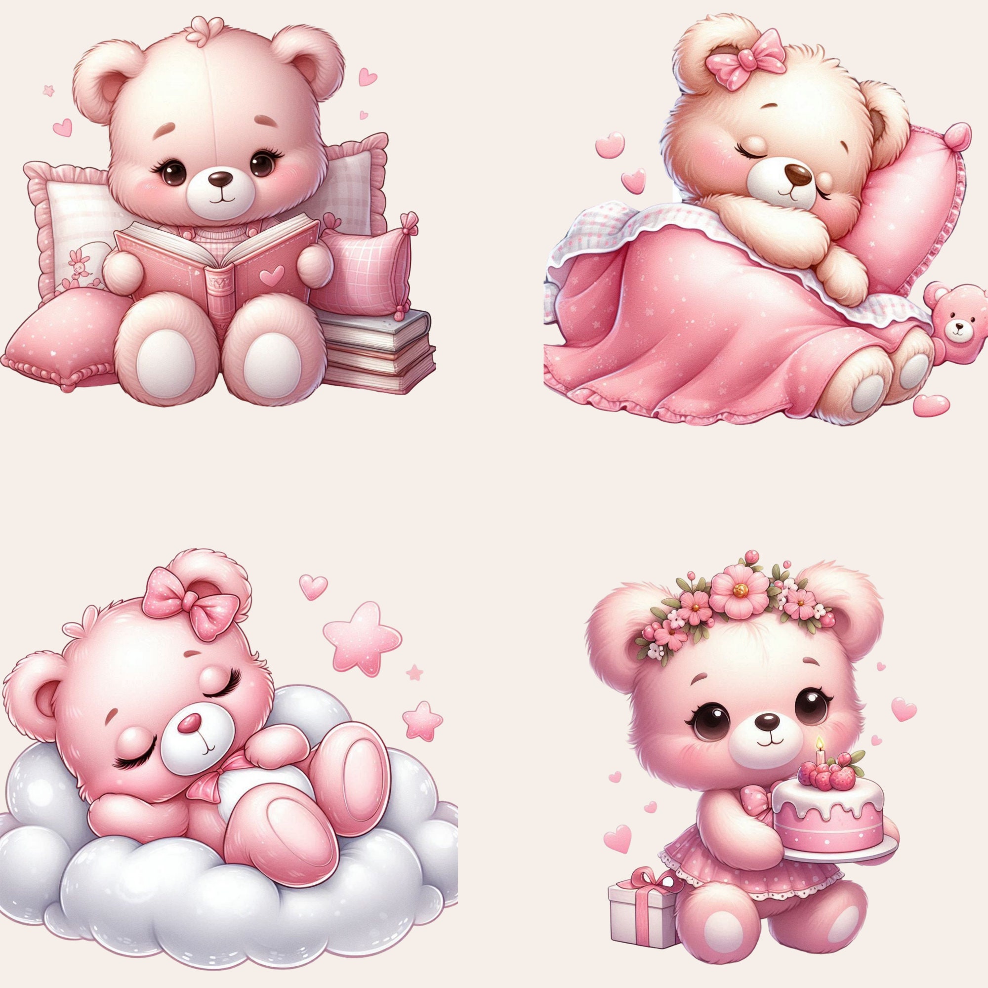 30 Sleepy Teddy Bear Clipart, Pink Teddy Bear PNG, Teddy Bear Clipart ...