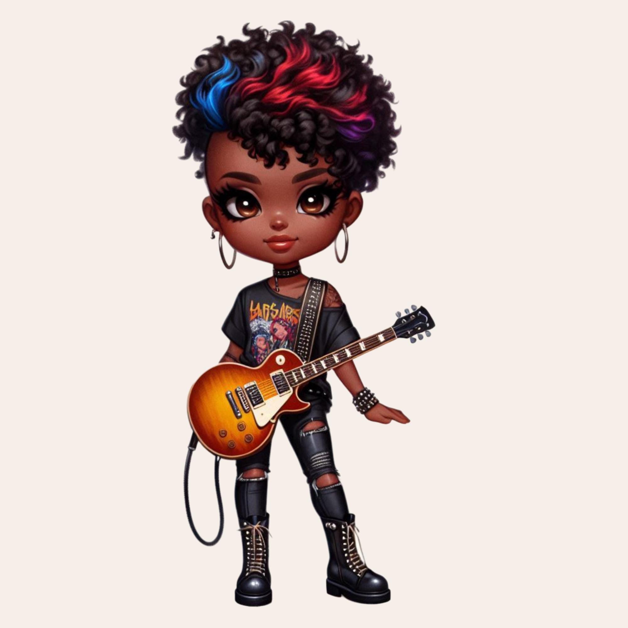 31 Afro American Chibi Girl Clipart, Chibi Doll Clipart, Black Chibi ...