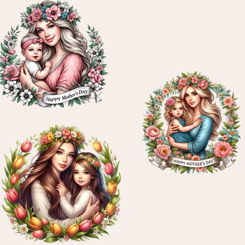 16 Mom and Daughter Clipart, Mom and Baby Clipart, Mother's Day Clipart ...