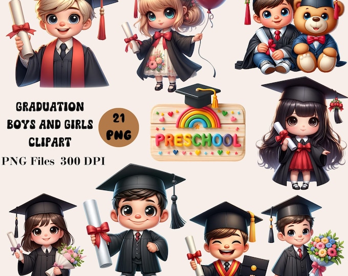 Graduation Clipart, Graduation Clip Art, Graduation Kids, Graduating ...