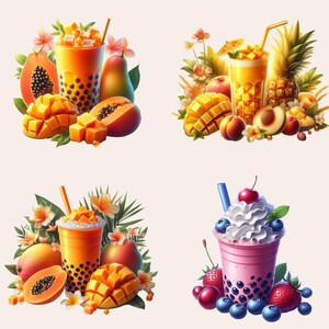 19 Summer Bubble Tea Clipart, Boba Tea PNG Bundle, Bubble Tea Clipart ...