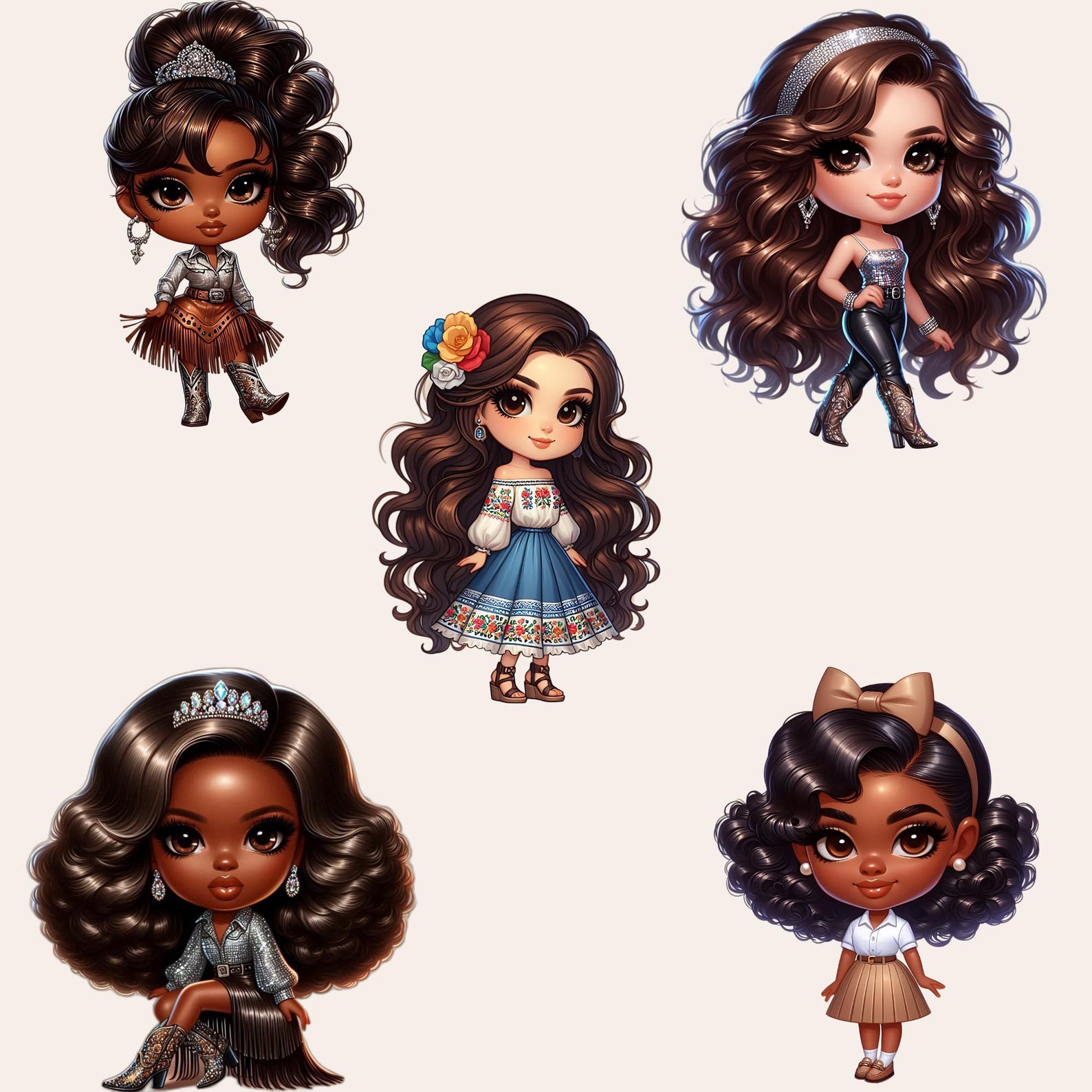 28 Black Chibi Girl Clipart, Chibi Girl PNG Bundle, Cute Chibi Doll ...