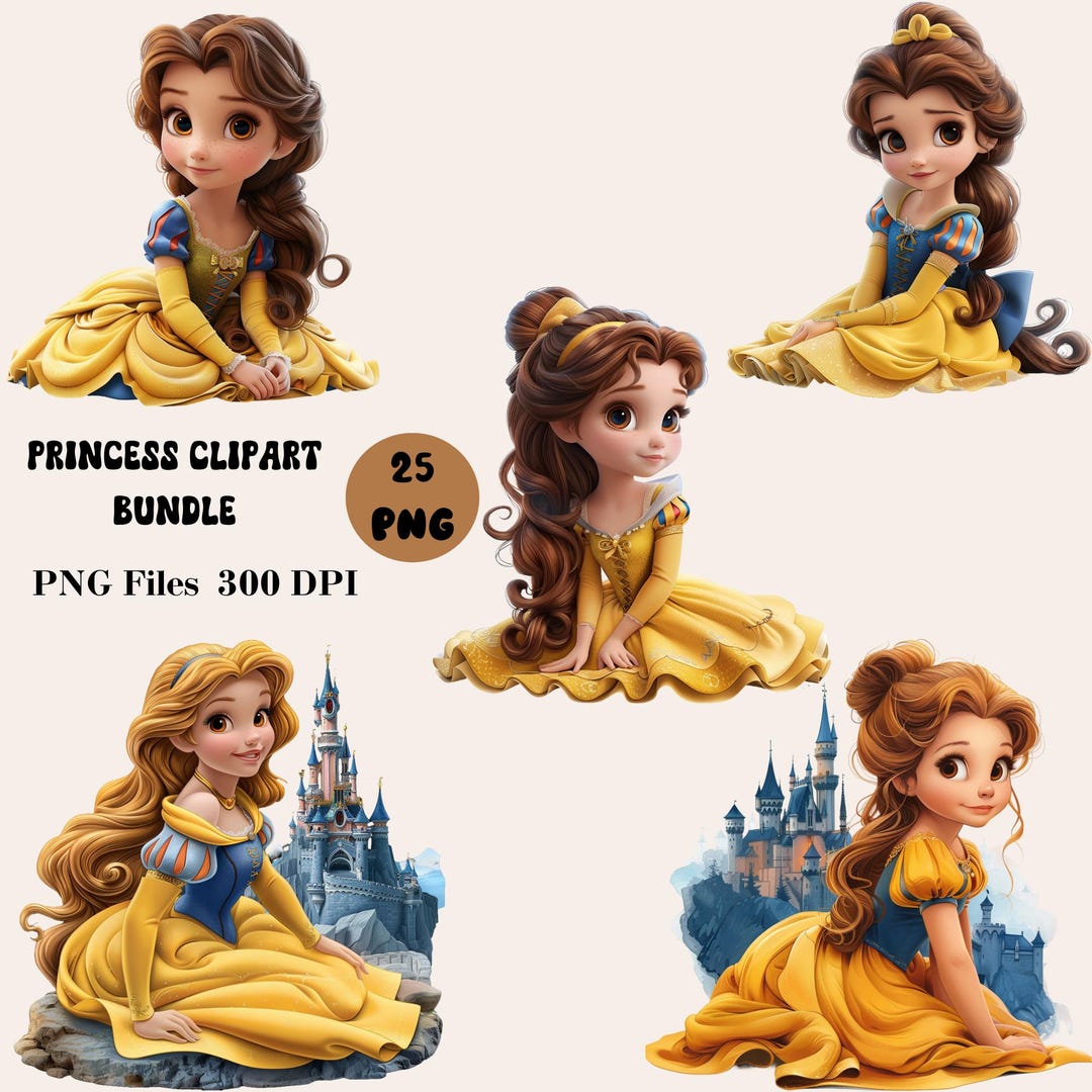 25 Princess Girl Clipart, Cute Princess PNG, Princess Clipart Bundle ...