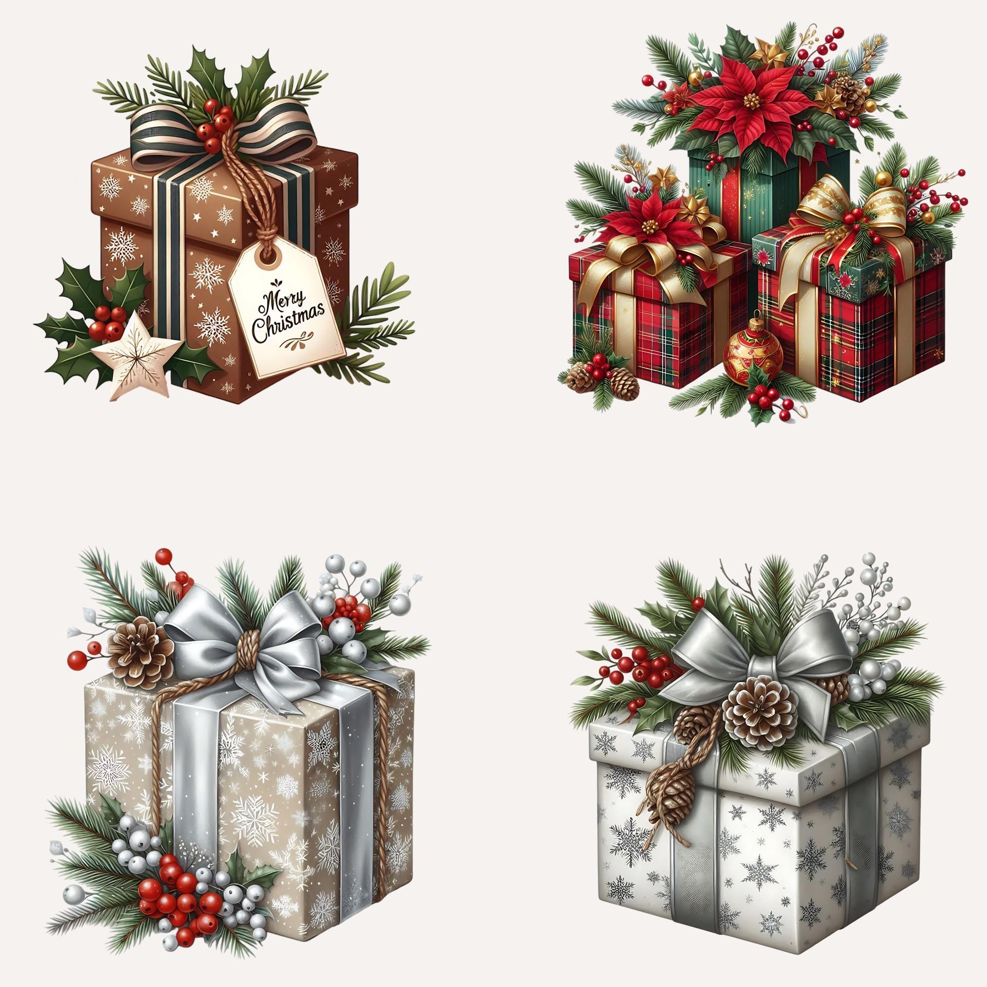 27 Christmas Presents Clipart, Christmas Presents PNG Bundle, Christmas ...