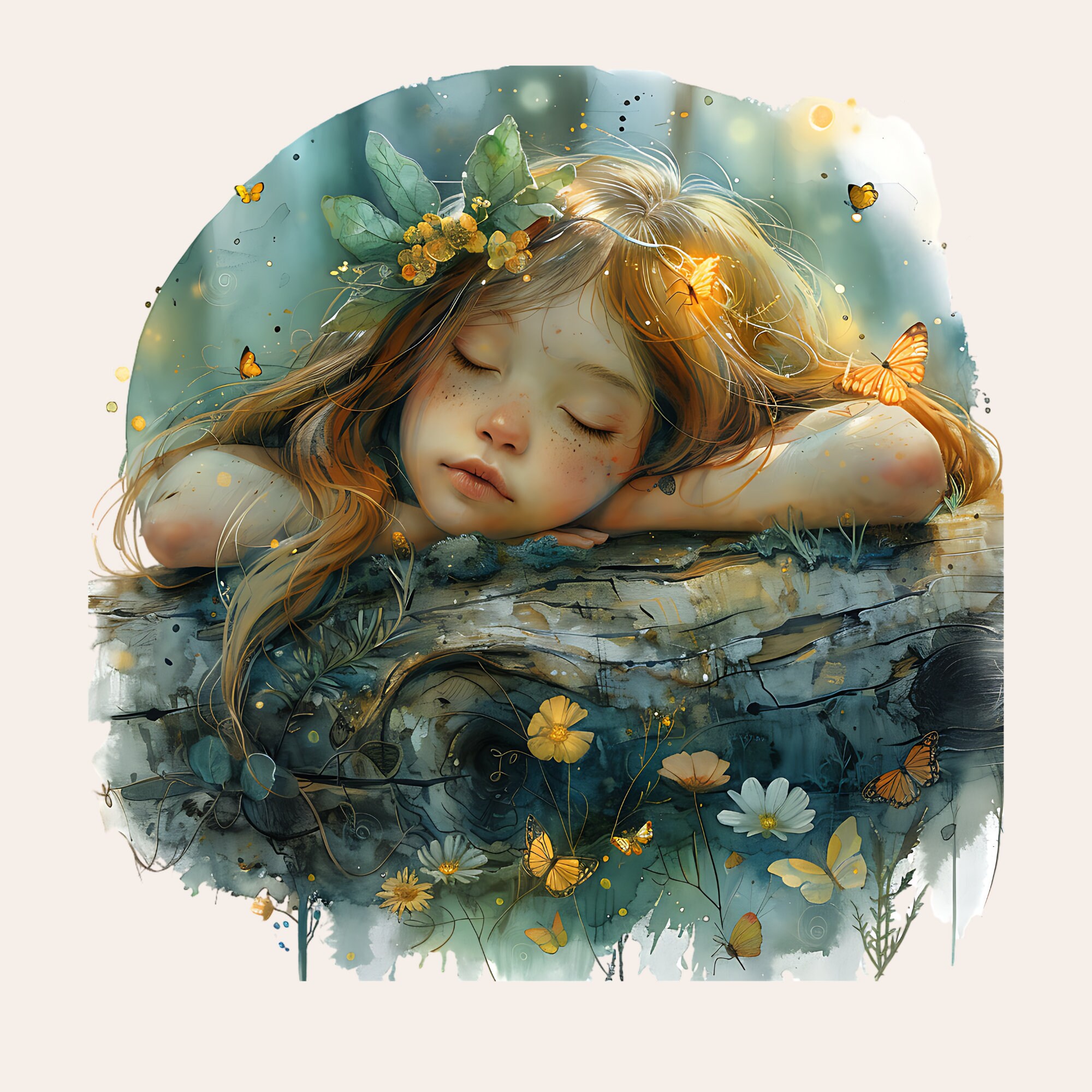 12 Sleeping Fairy Clipart Bundle, Hand-drawn Fairy PNG, Fairy Tale ...