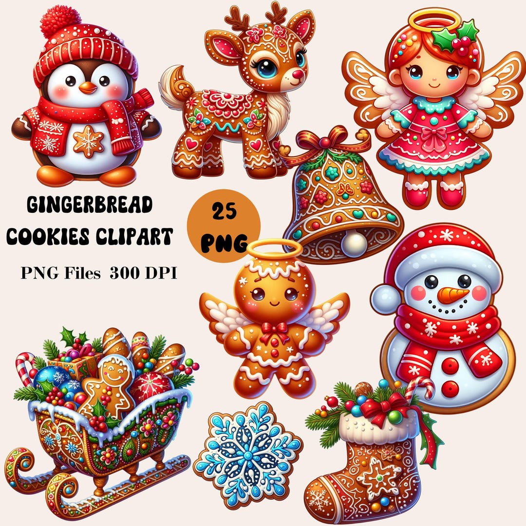 25 Gingerbread Cookies Clipart, Christmas Gingerbread Cookies PNG ...