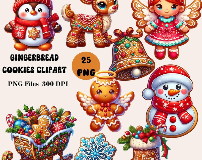 25 Gingerbread Cookies Clipart, Christmas Gingerbread Cookies PNG ...