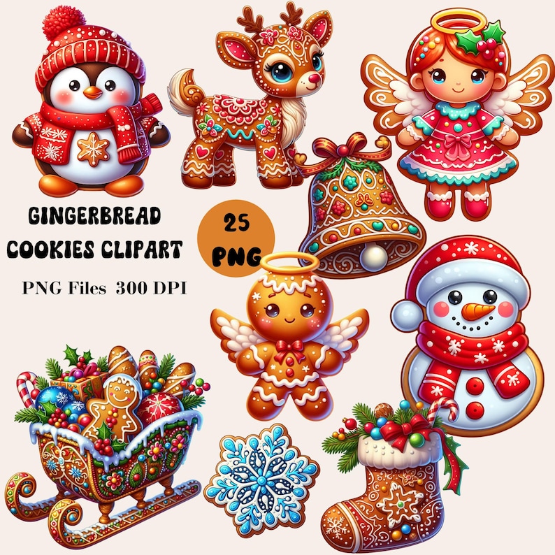 25 Gingerbread Cookies Clipart, Christmas Gingerbread Cookies PNG ...