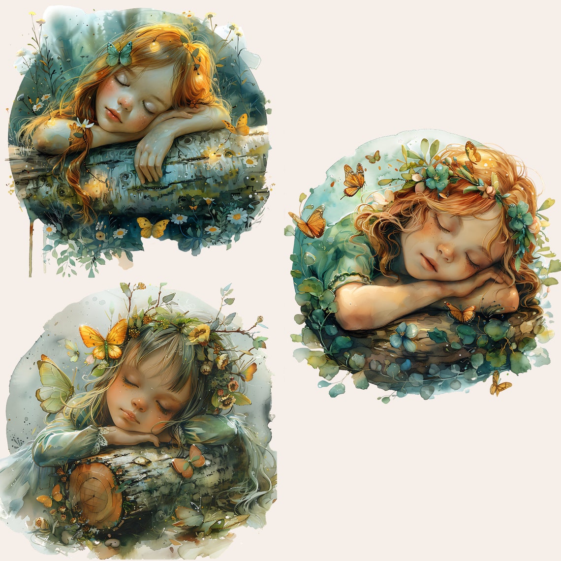 12 Sleeping Fairy Clipart Bundle, Hand-drawn Fairy PNG, Fairy Tale ...