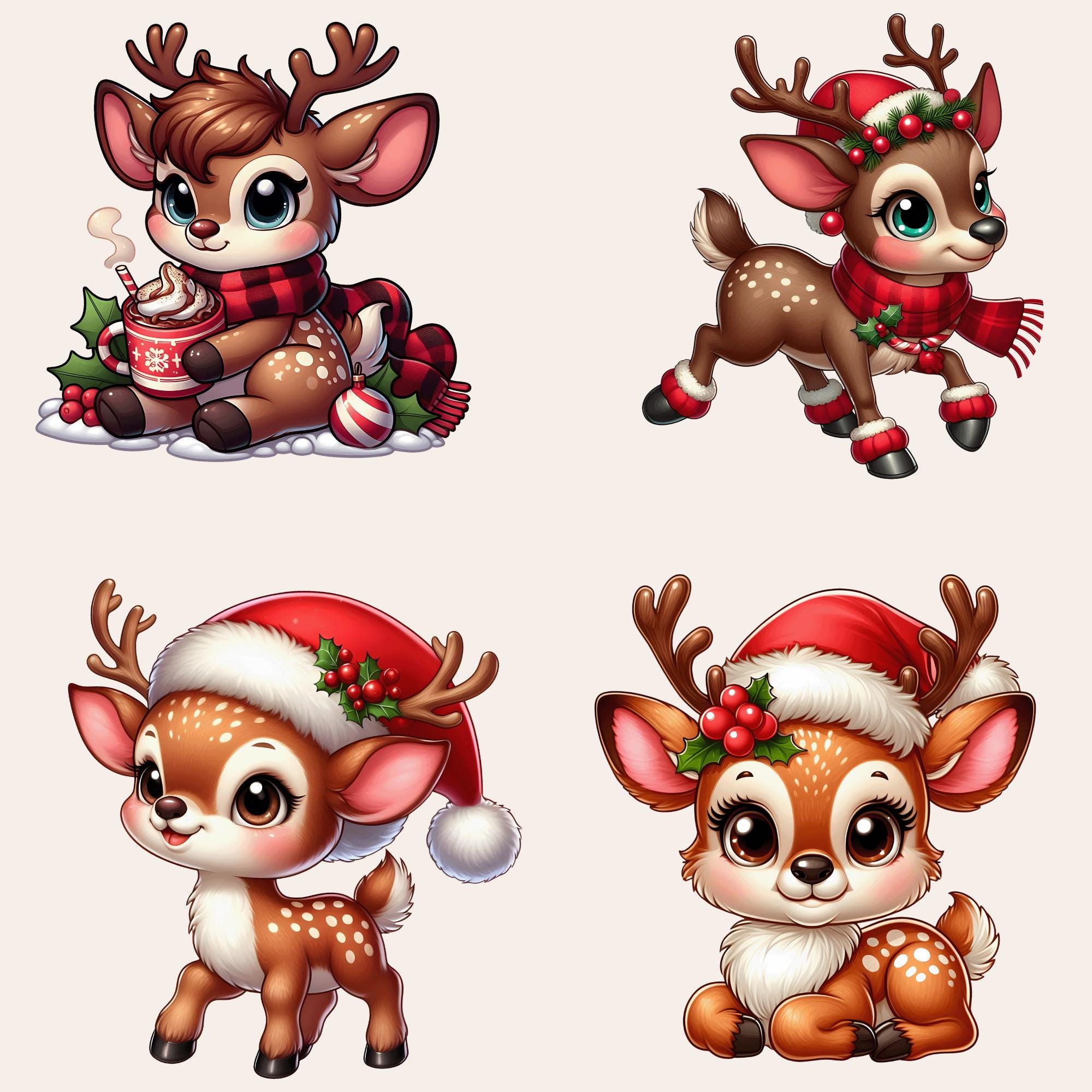 18 Christmas Reindeer Clipart, Cute Christmas Deer PNG, Reindeer ...