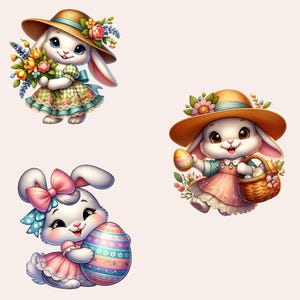 22 Easter Bunny Clipart, Spring Bunny Clipart, Cute Easter Bunny Bundle ...