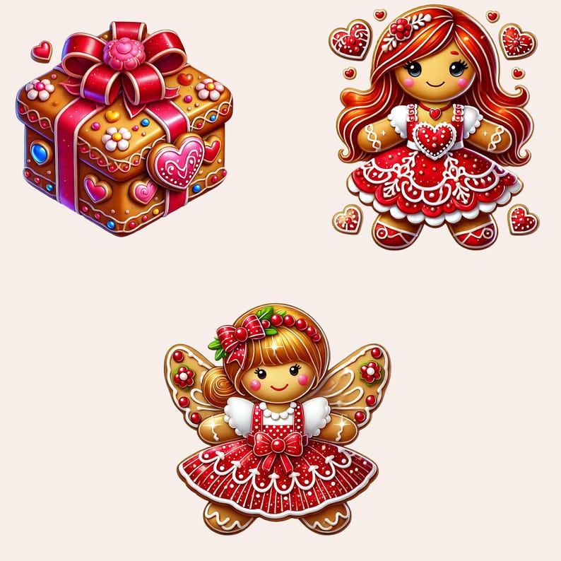21 Valentines Gingerbread Clipart, Sweet Valentines Gingerbread ...