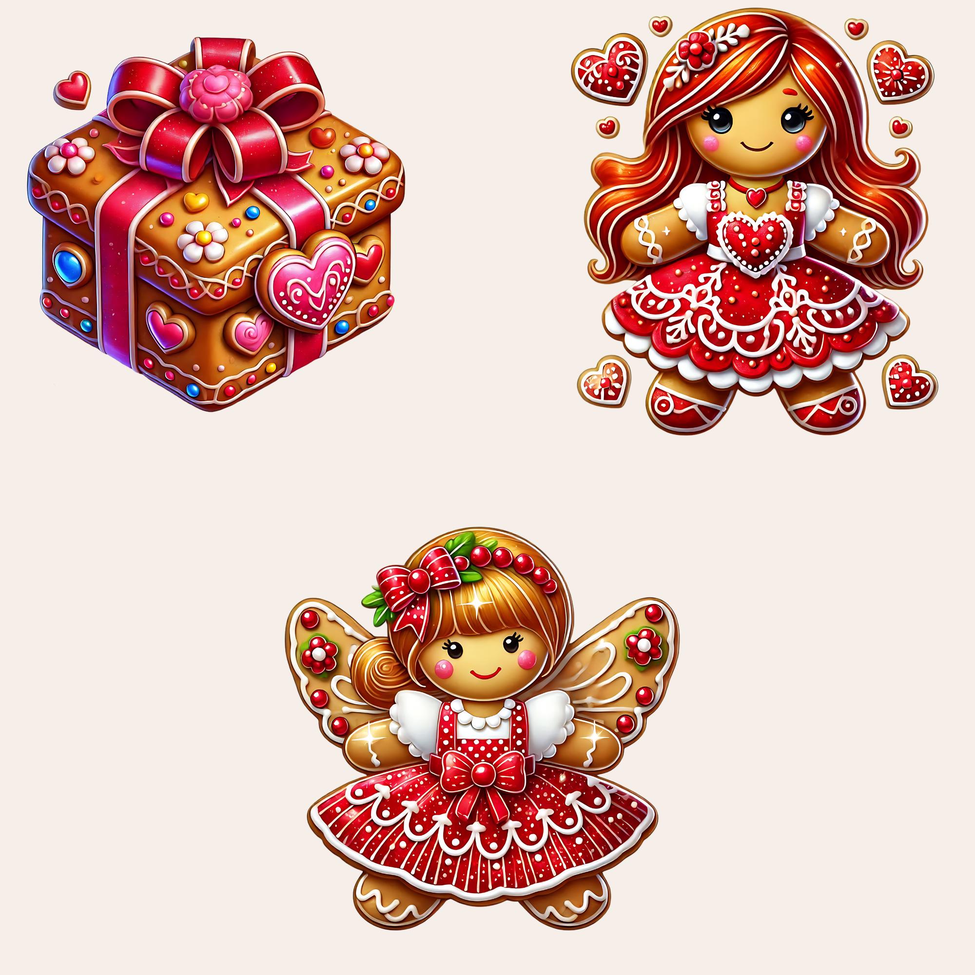 21 Valentines Gingerbread Clipart, Sweet Valentines Gingerbread ...