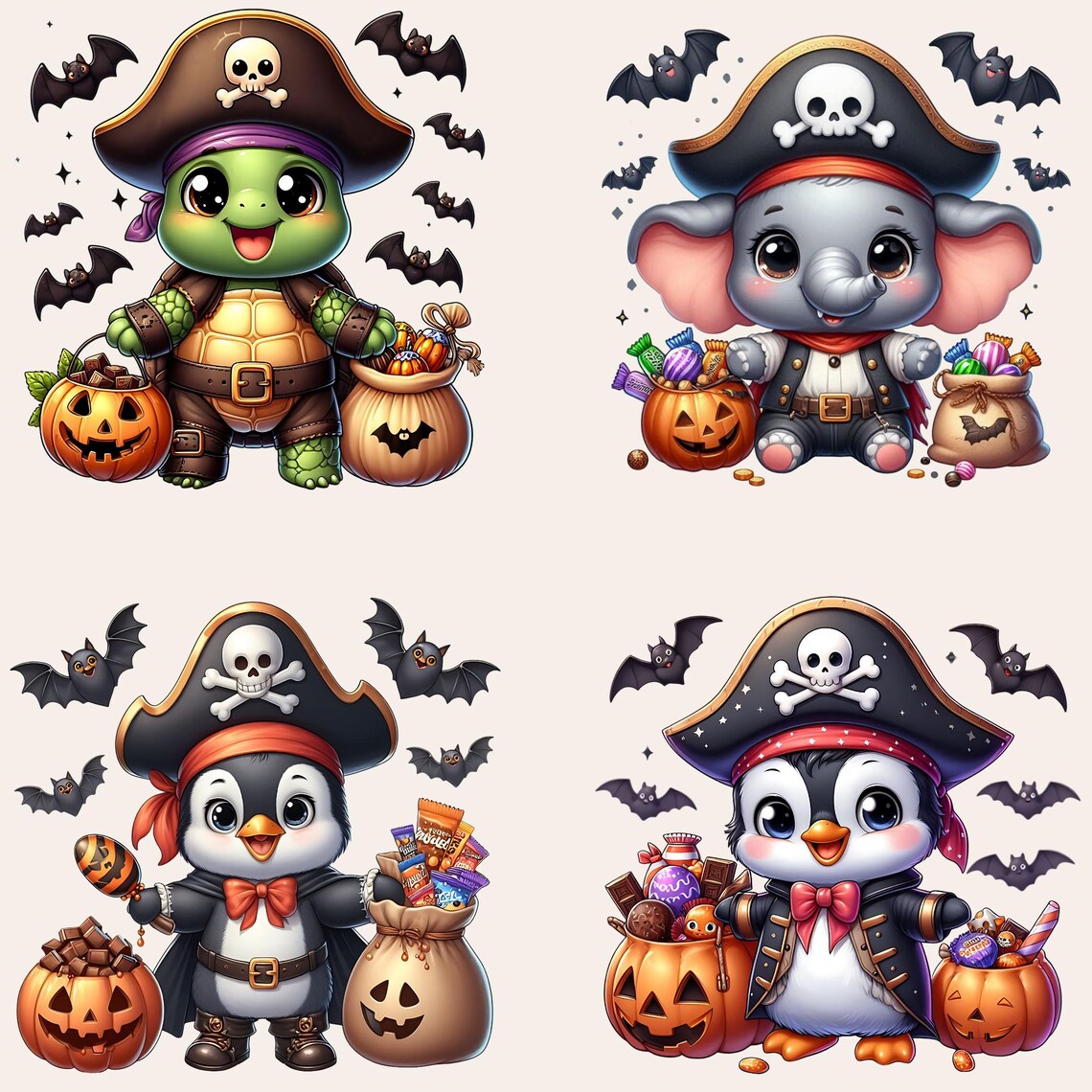 22 Halloween Animals Clipart, Cute Halloween Animals PNG, Halloween ...