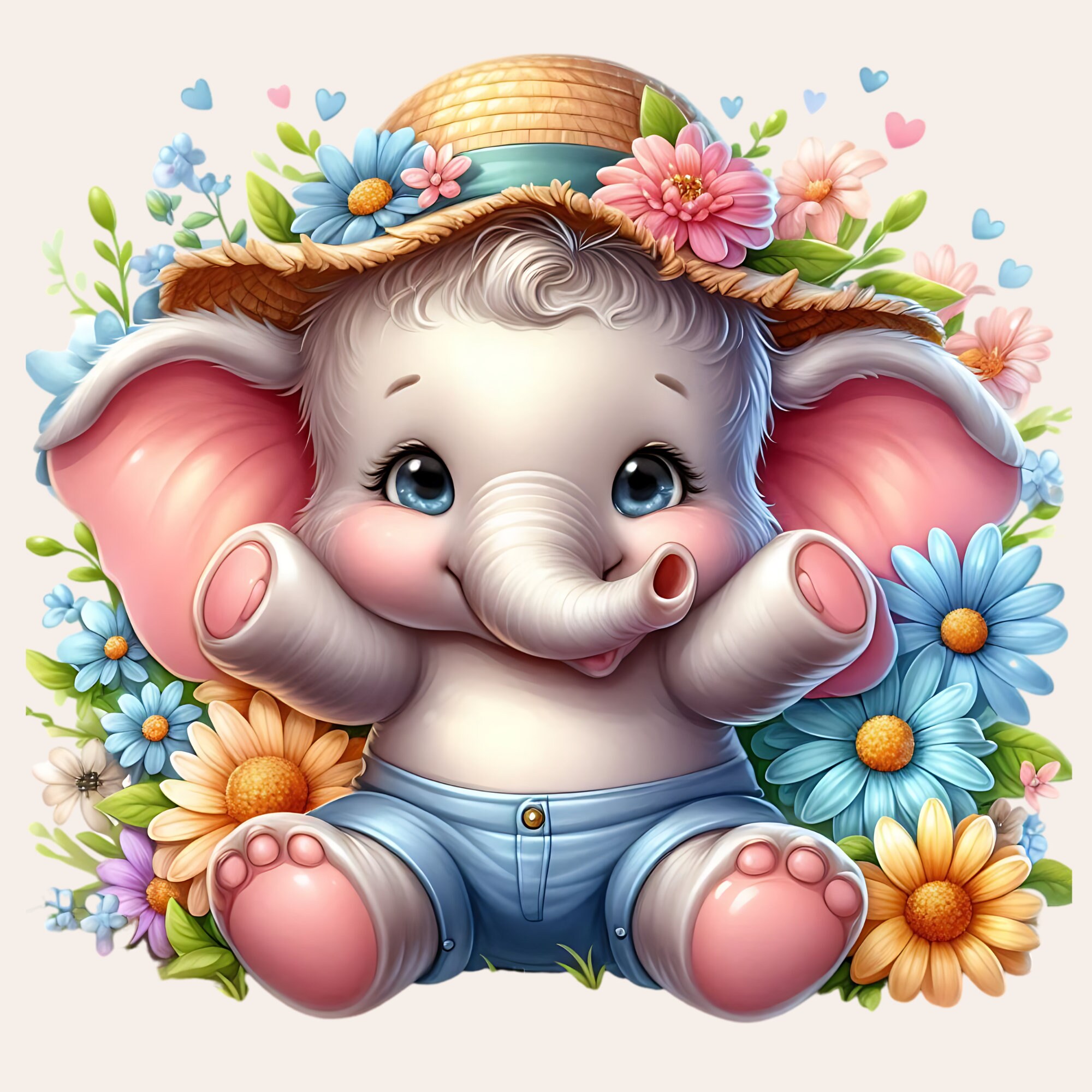 9 Elephant With Flowers Clipart, Baby Elephant PNG, Elephant Baby ...