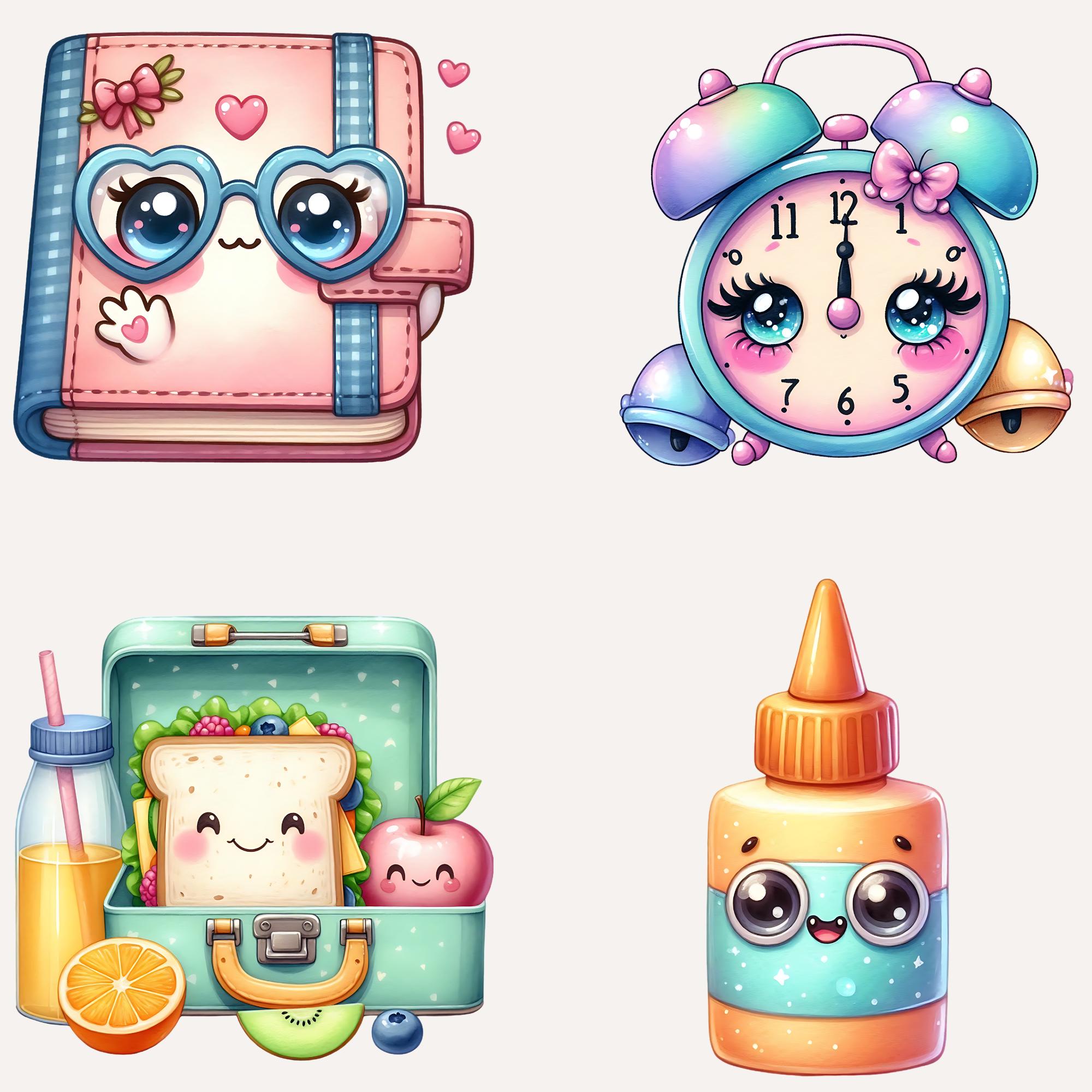 26 Kawaii Back to School Clipart, Kawaii School Clipart, Back to School ...