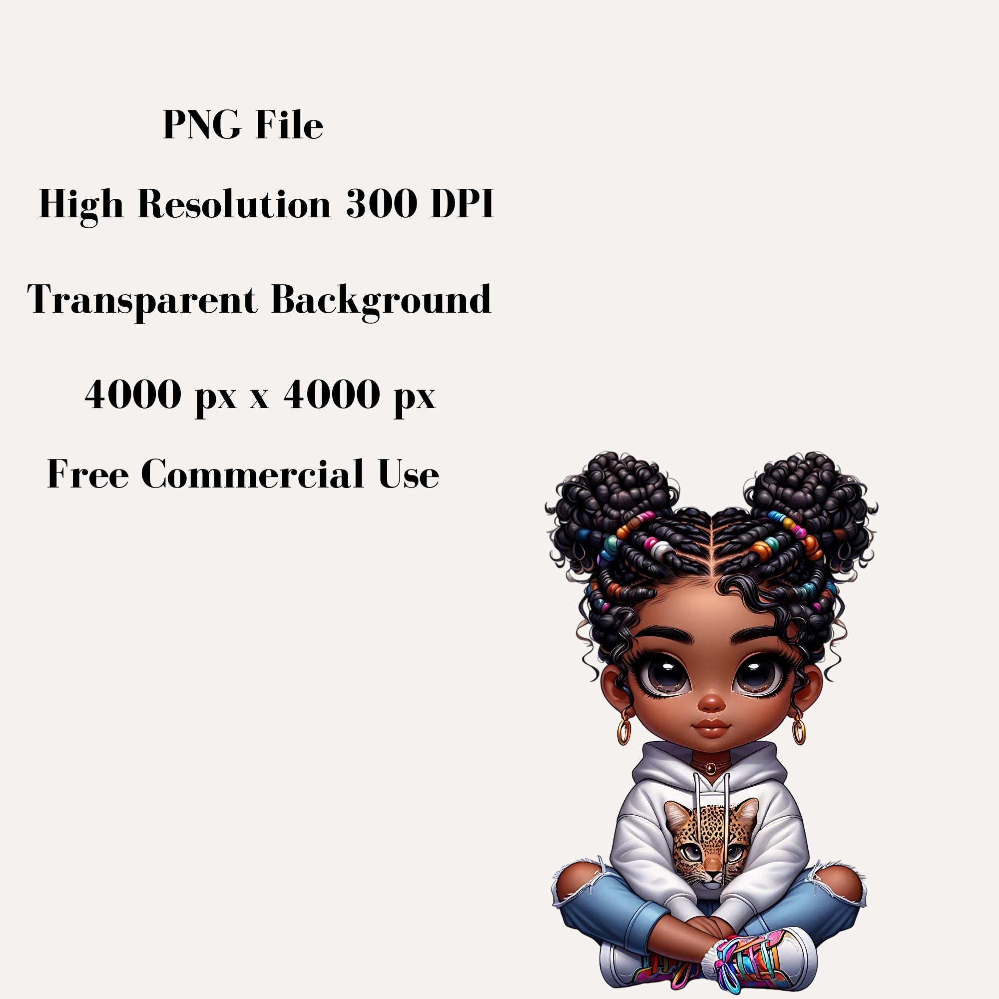 22 Black Chibi Girl Clipart, Afro American Chibi Girl Clipart, Chibi ...