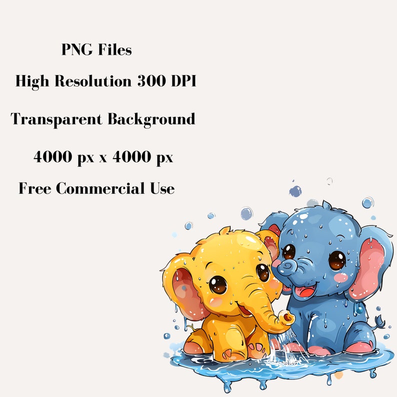 12 Kawaii Elephant Clipart Bundle, Kawaii Mommy and Baby Elephant PNG ...