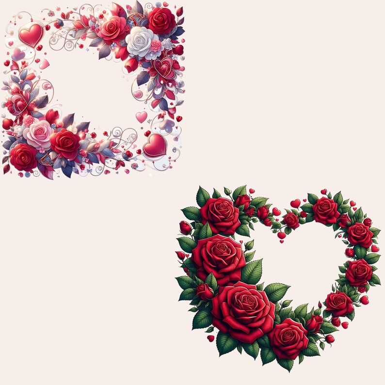 17 Valentine's Day Frames Clipart, Heart Floral Frame Clipart, Heart ...