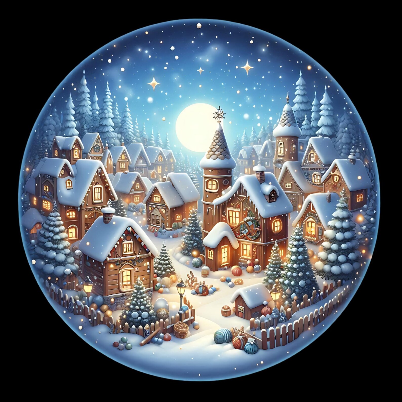 13 Round Winter Scene Clipart, Winter Landscape Clipart, Winter Scenery ...