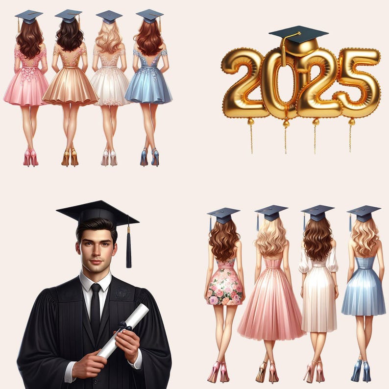35 Graduation Clipart Bundle, Graduation PNG Bundle, Graduation Girl ...