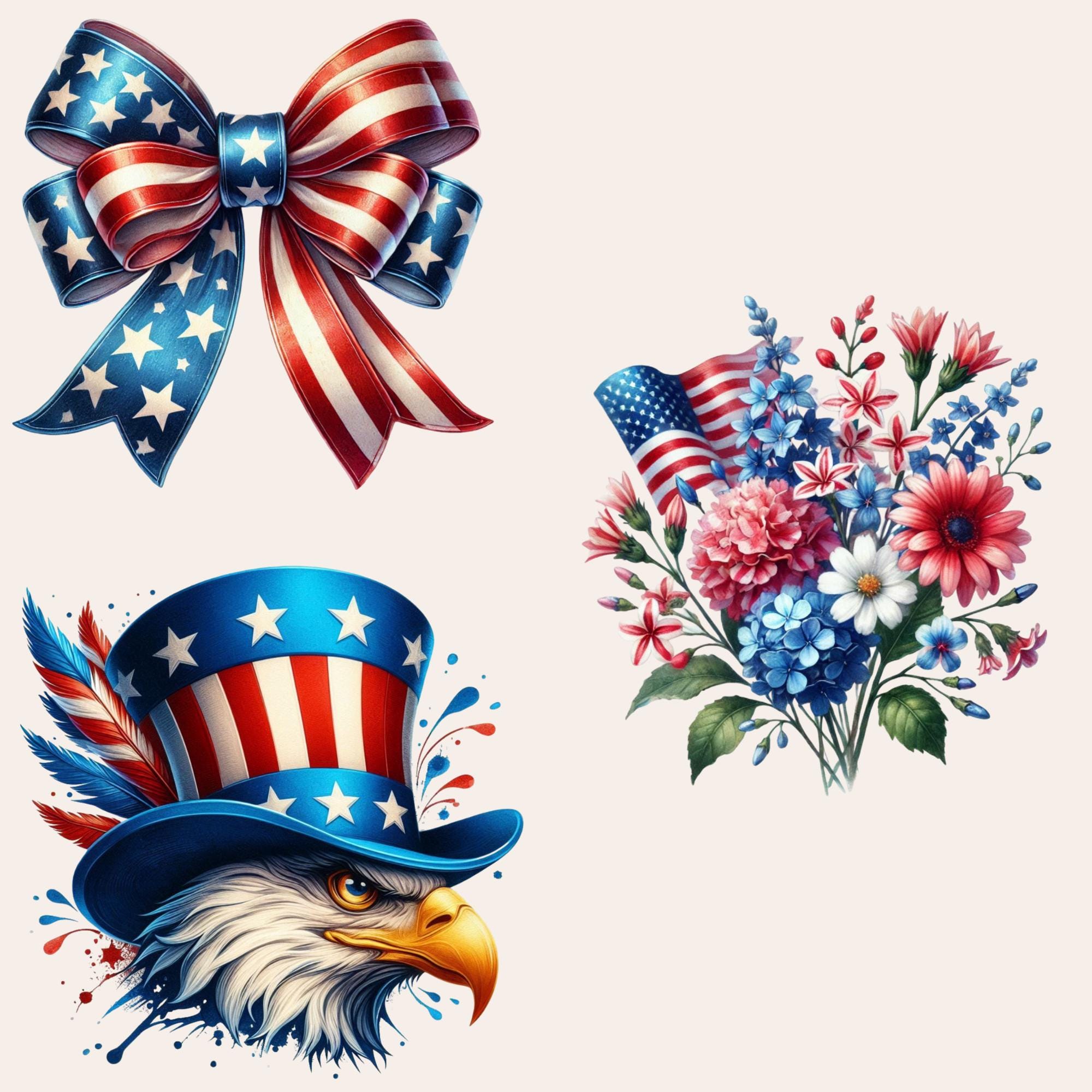 4th July Clipart Bundle, 22 Patriotic Clipart, Patriotic Eagles PNG ...