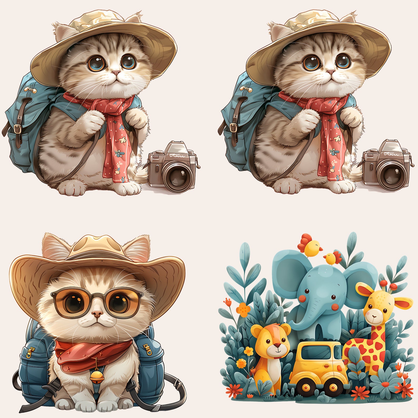 70 Jungle Animals Clipart, Cute Jungle Animals PNG, Baby Safari Animals ...