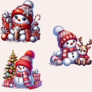 17 Snowman Clipart Bundle, Cute Snowman PNG, Festive Snowman Clipart ...