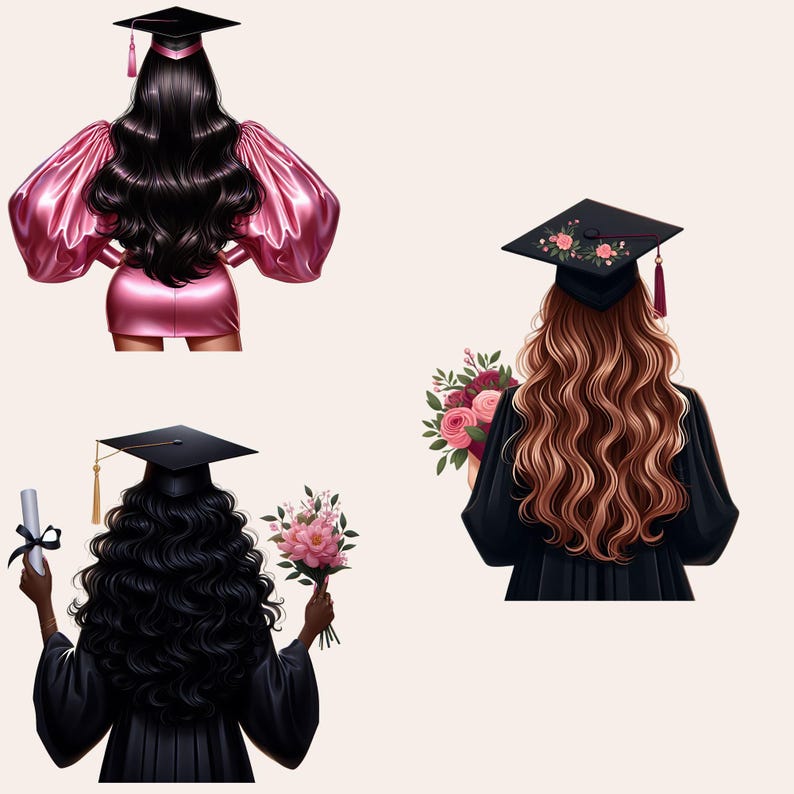 20 Graduation Girl Clipart Bundle, Female Graduate Illustrations ...