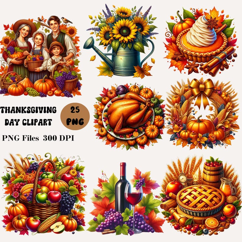 25 Thanksgiving Day Clipart, Happy Thanksgiving Clipart, Fall ...