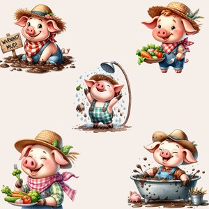 26 Pig Clipart Bundle, Cute Pig PNG, Adorable Pig Graphics, Sweet Pig ...
