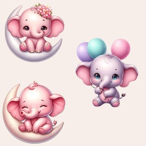 17 Pink Baby Elephant Clipart, Cute Baby Elephant PNG, Baby Elephant ...
