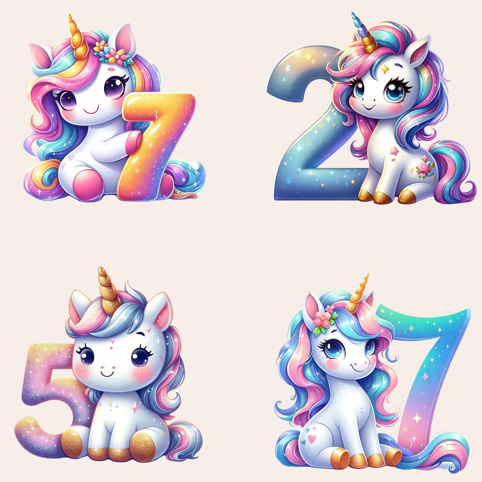 19 Birthday Unicorn Clipart, Cute Baby Unicorn PNG, Birthday Unicorn ...