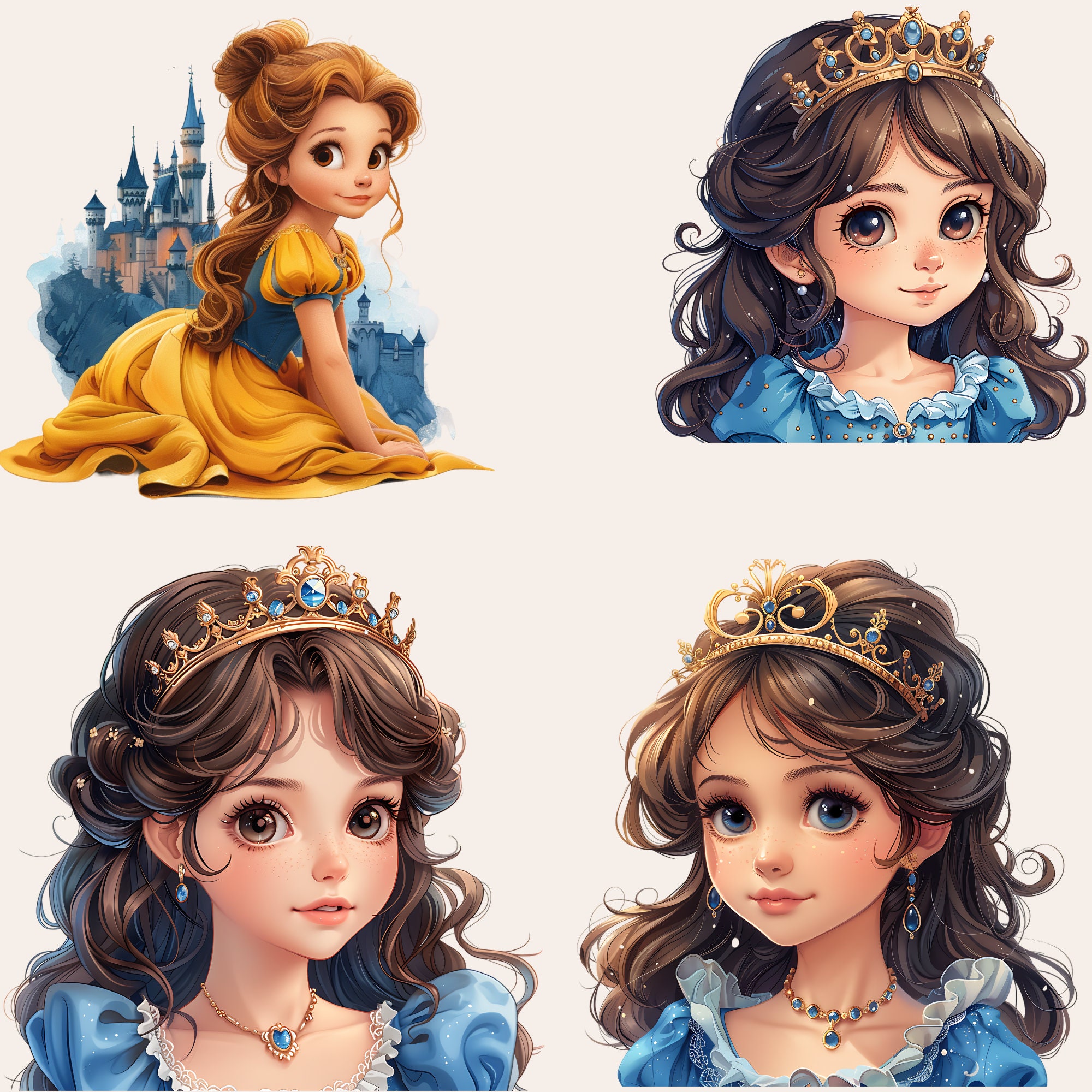 100 Fairytale Princess Clipart Bundle, Cute Princess PNG, Princess Girl ...